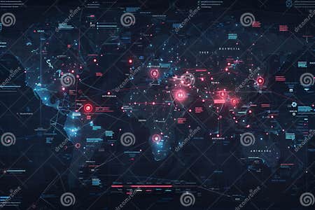 Global Cybersecurity Threats and Network Connections Stock Illustration ...