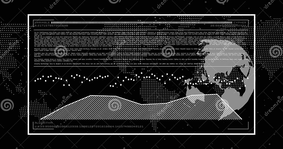 Global Data Analysis and Encryption Image Over World Map and Binary Code Stock Illustration ...