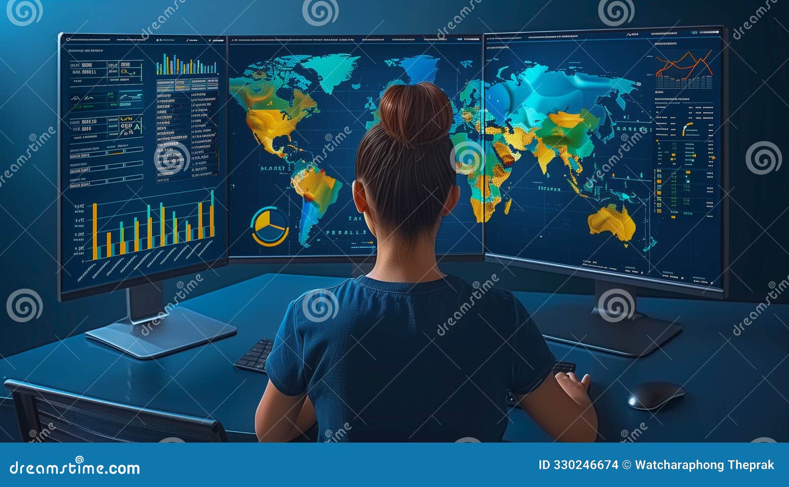 Global Data Analysis in Real-Time Stock Illustration - Illustration of ...