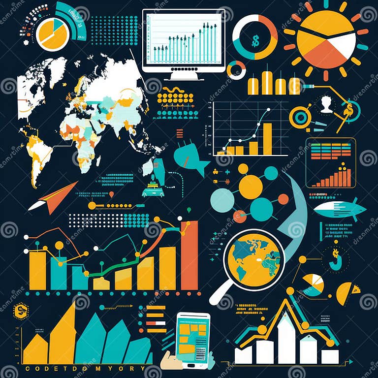 Global Data and Analytics Icons Stock Photo - Image of international ...