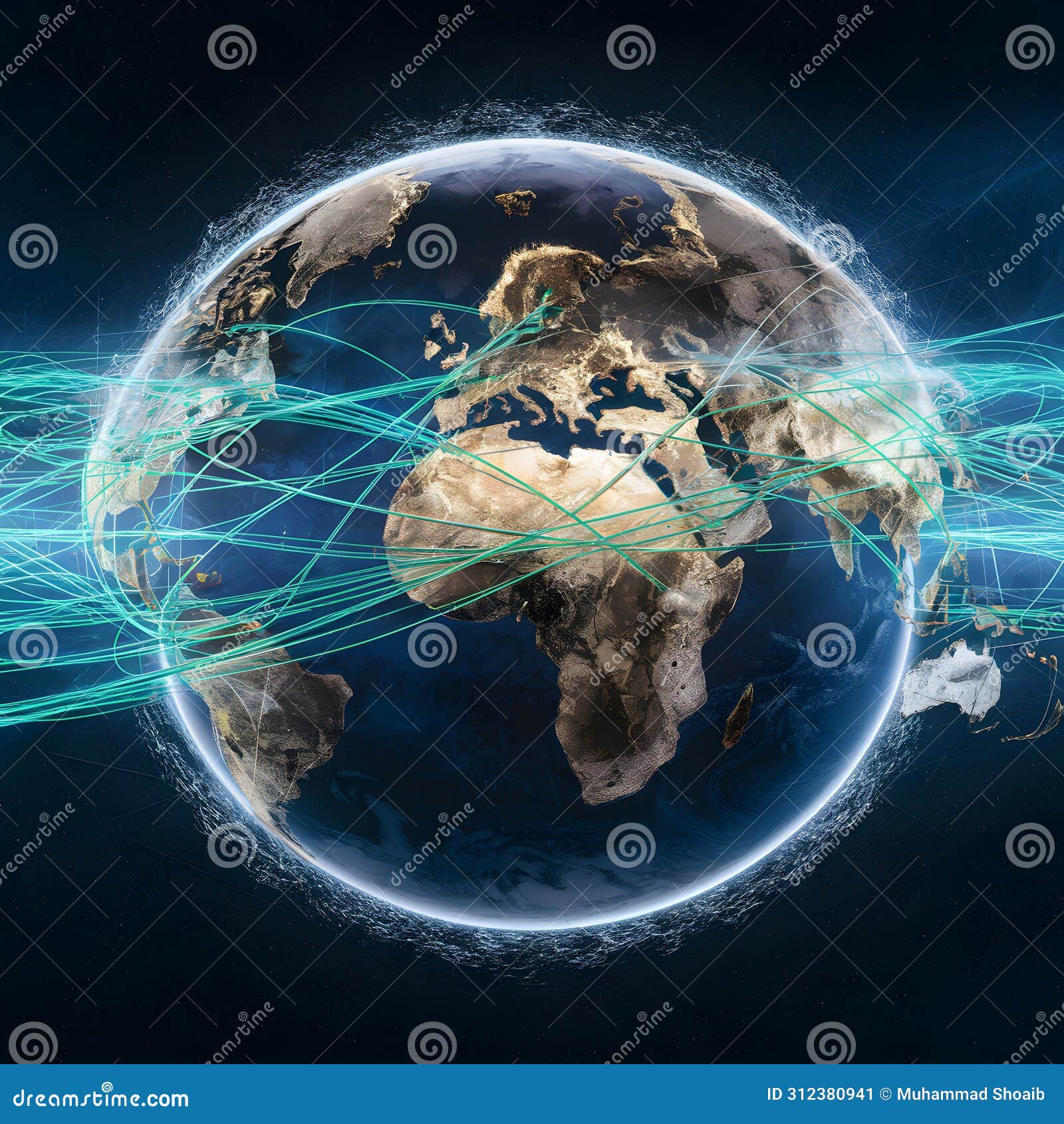 Global Data Exchange 3D Rendering Depicts Network Over Planet Earth ...