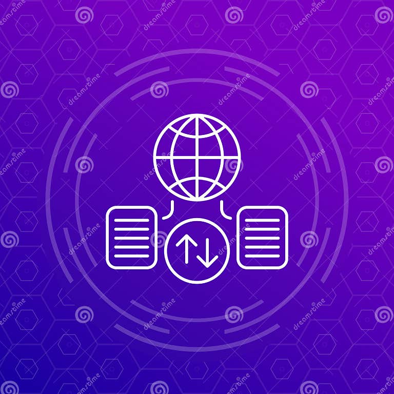 Global Data Exchange Line Icon, Vector Stock Vector - Illustration of ...