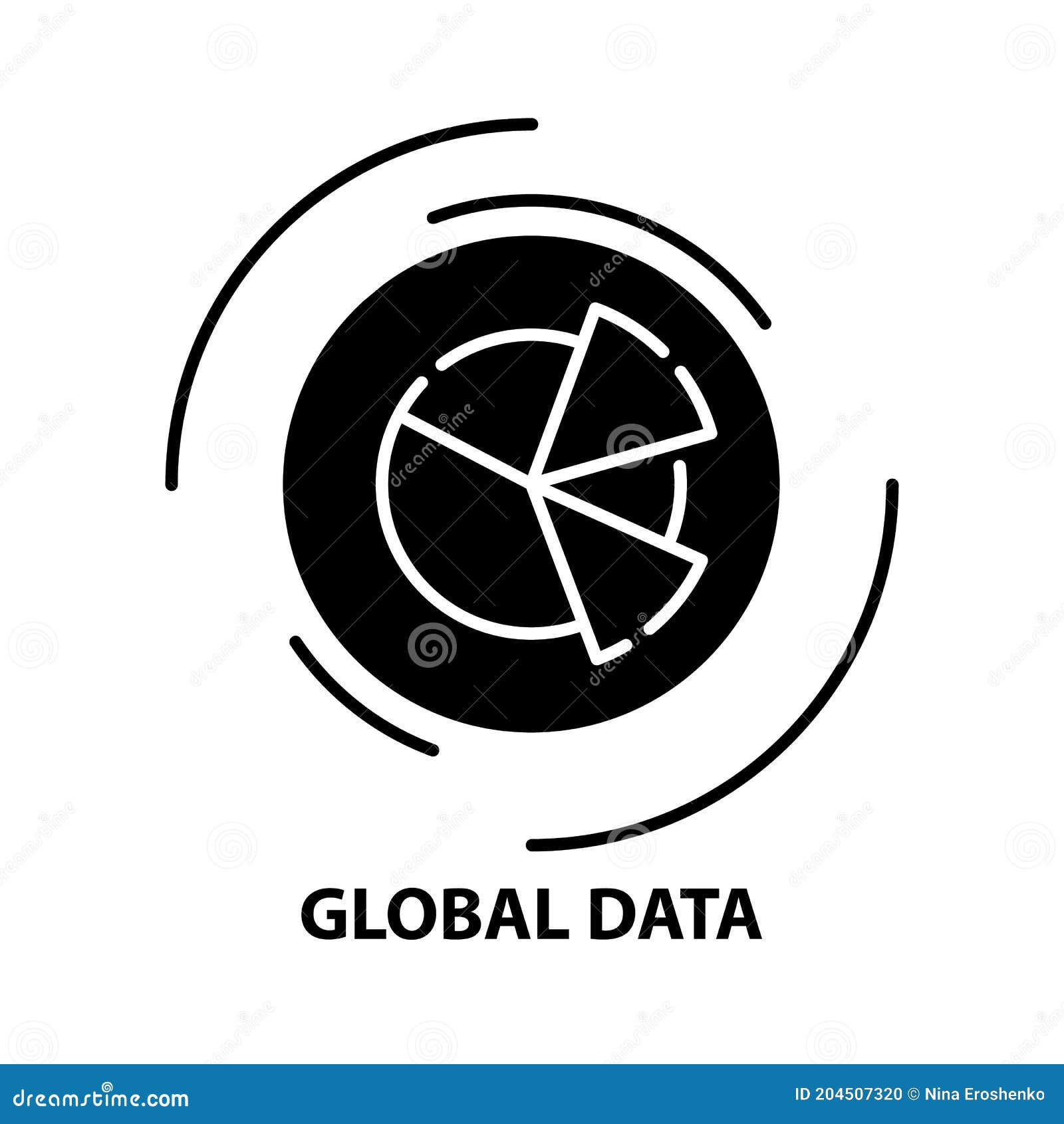 Global Data Icon, Black Vector Sign with Editable Strokes, Concept ...