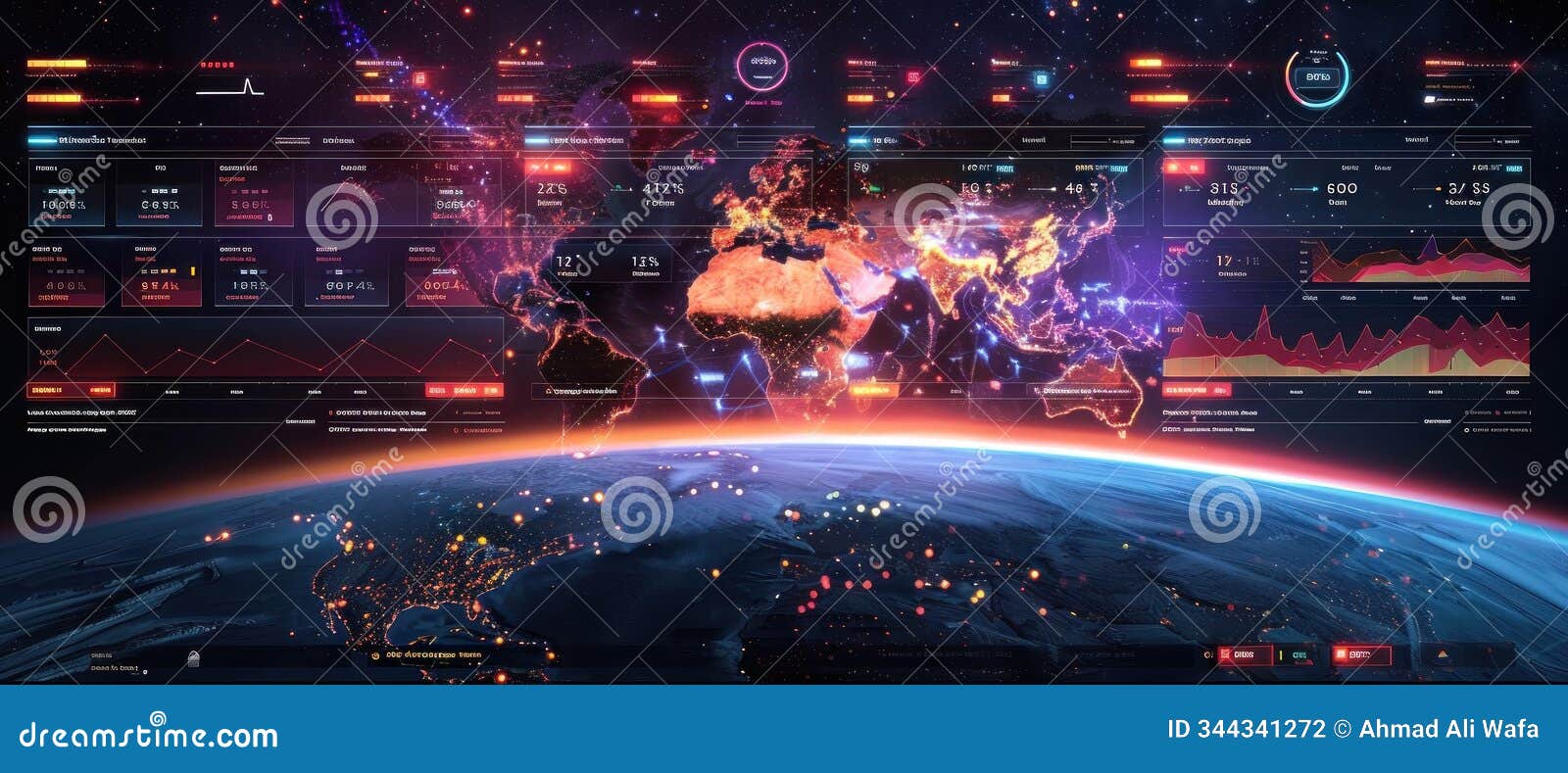 Global Data Network - Earth from Space Stock Photo - Image of compute ...