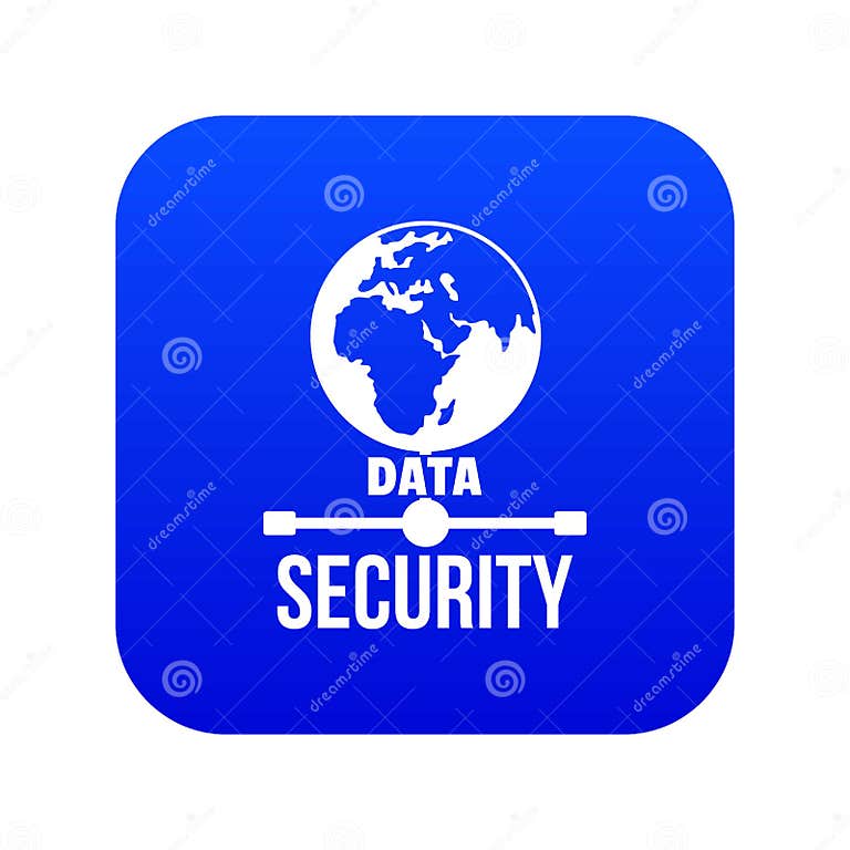 Global Data Security Icon Blue Vector Stock Vector - Illustration of ...