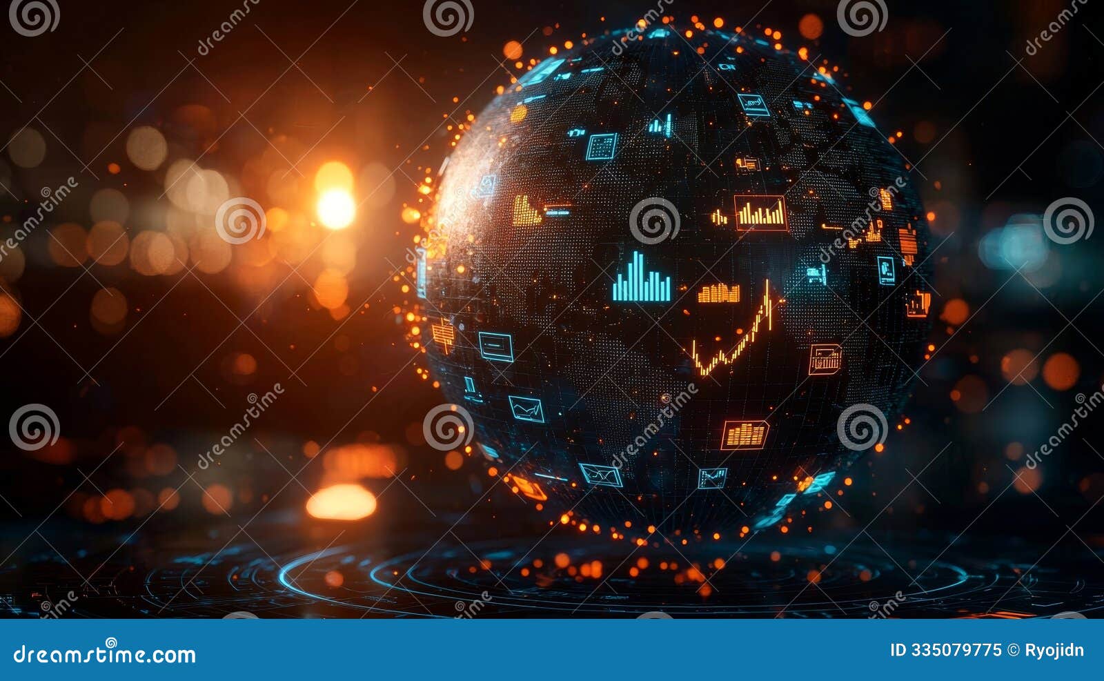 Global Data Sphere stock illustration. Illustration of world - 335079775