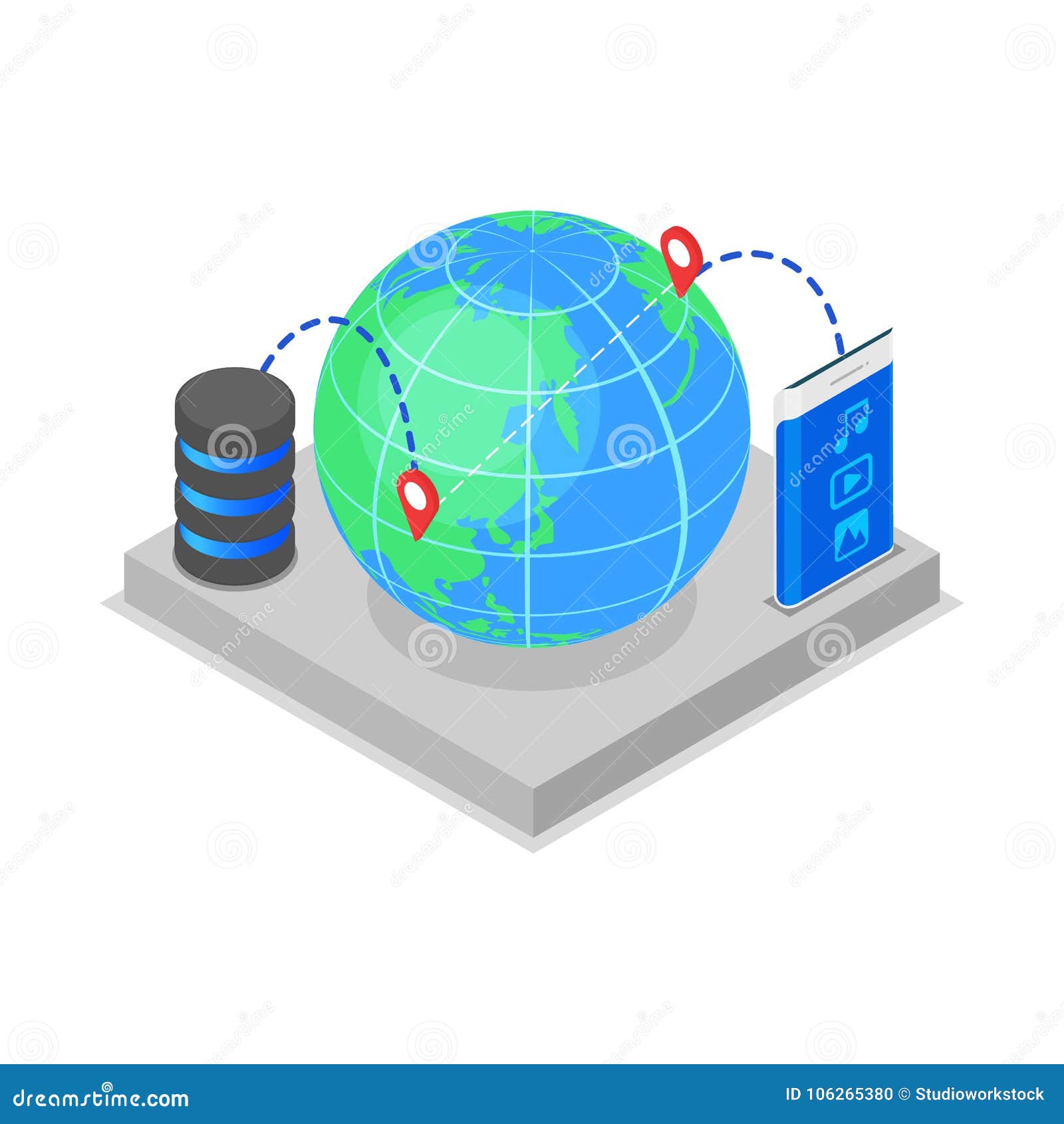 Global Data Storage Isometric 3D Icon Stock Vector - Illustration of ...