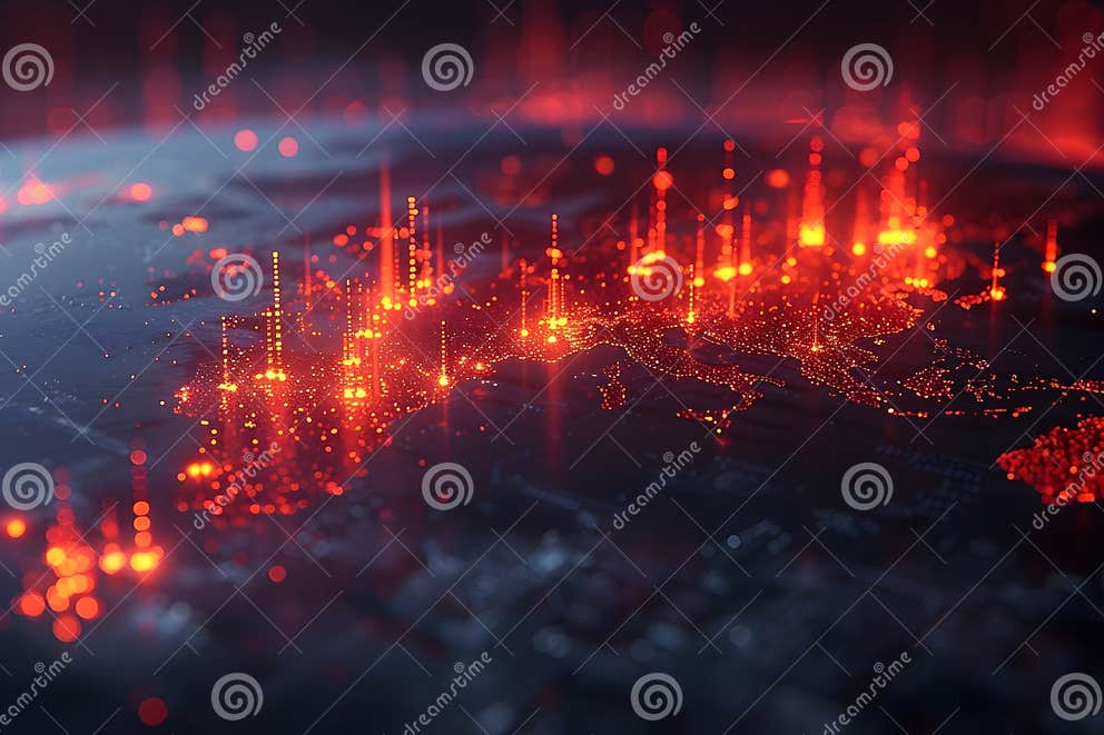 Global Data Visualization with Glowing Data Points - Tech Concept for ... Global Data Visualization with Glowing Data Points - Tech Concept for ...