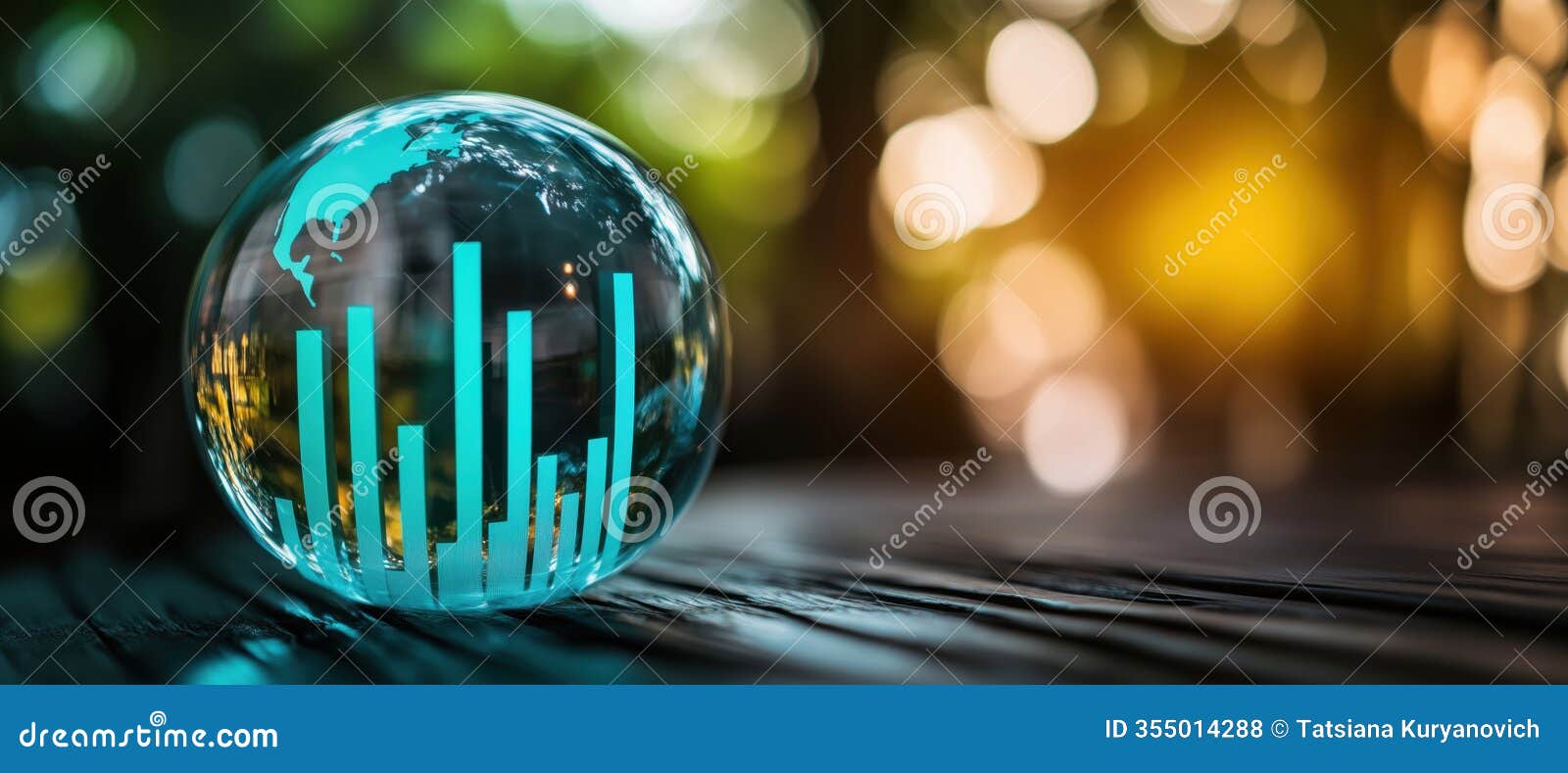Global Data Visualization Sphere with Bar Graph Stock Photo - Image of ...