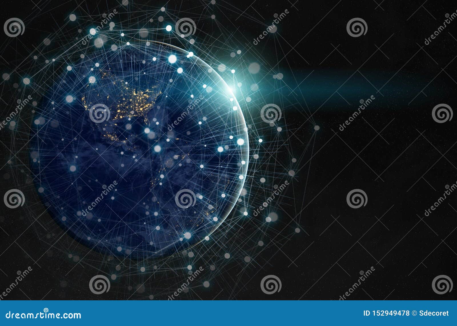Global Datas Exchanges and Connections System Over the Globe 3D ...