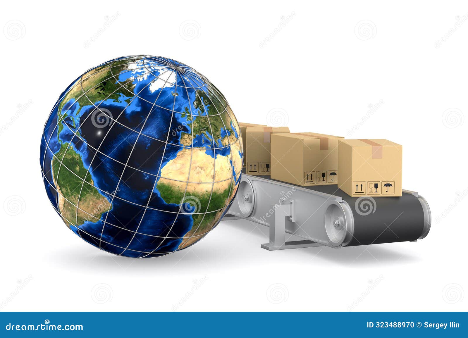 Global Delivery Cargo. Isolated 3d Illustration Stock Illustration ...