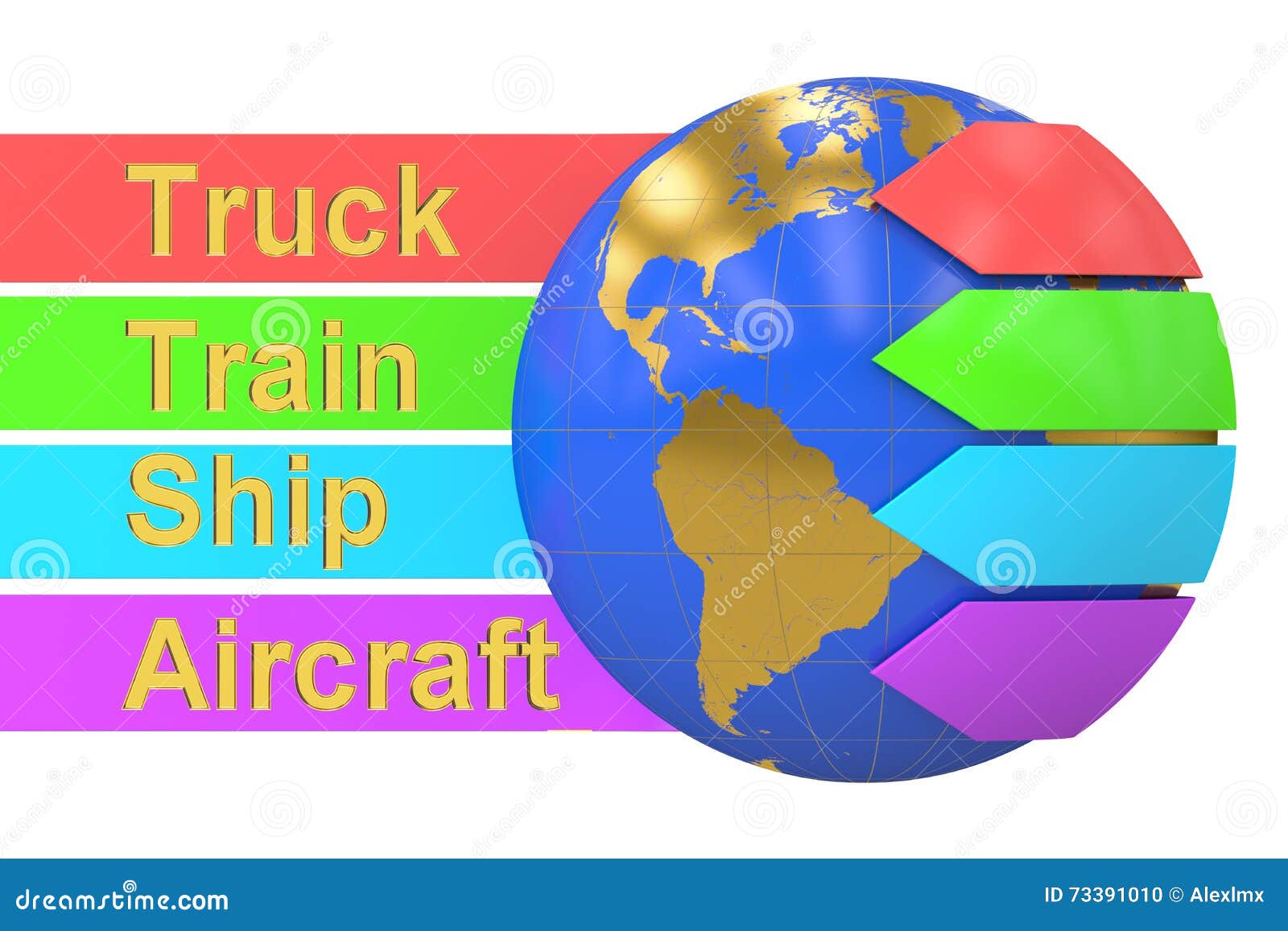 Global Delivery and Shipping Concept, 3D Rendering Stock Illustration ...