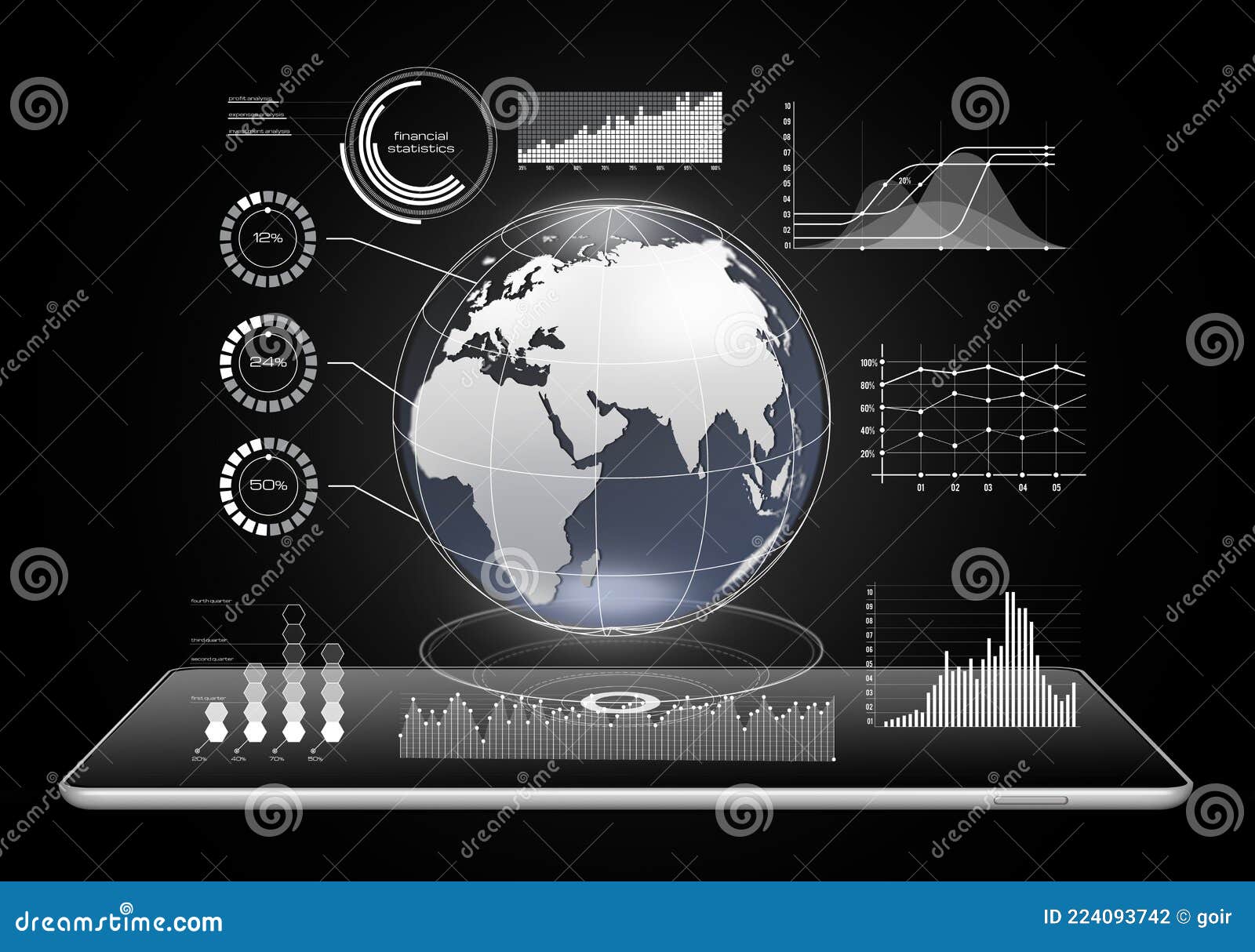 Global diagrams and charts stock photo. Image of touch - 224093742
