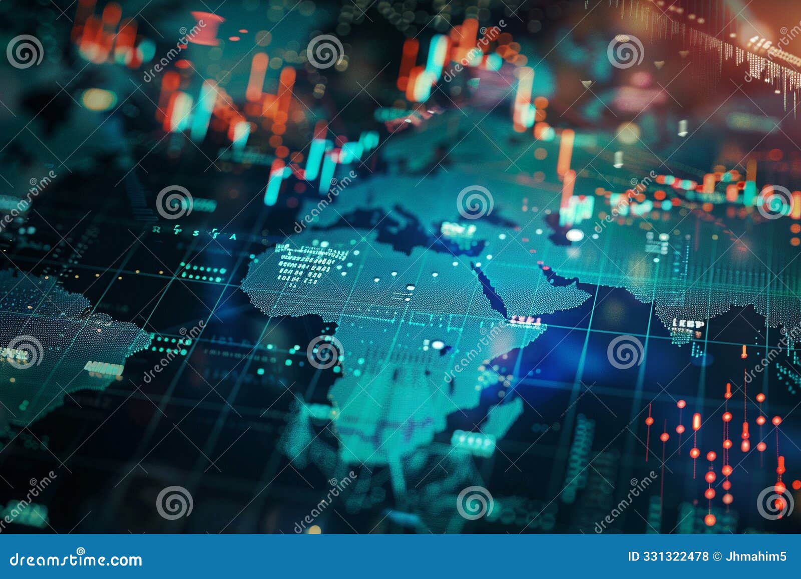 Global Digital Data Network Stock Illustration - Illustration of world, development: 331322478