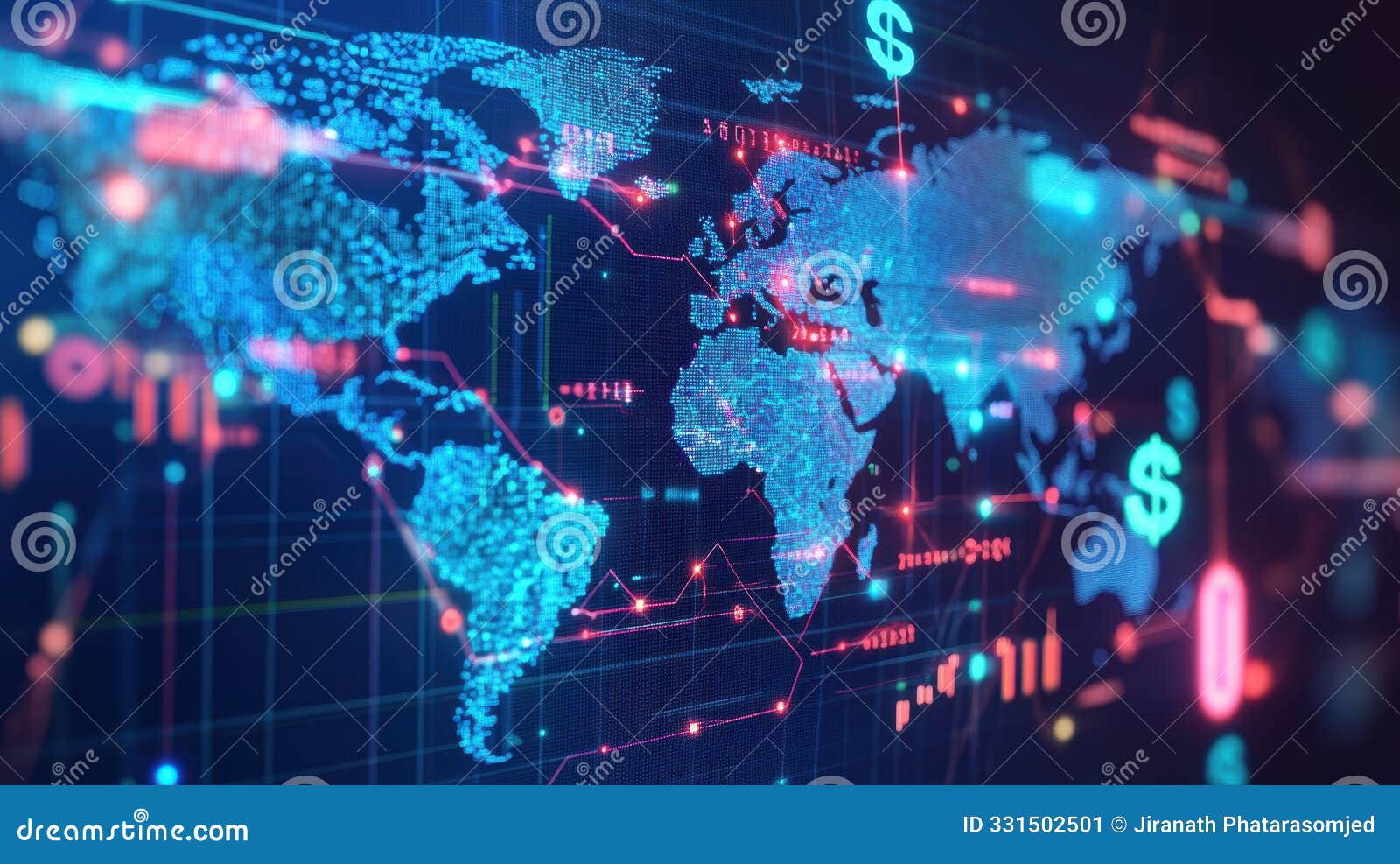 Global Digital Network and Financial Connections Stock Illustration ...