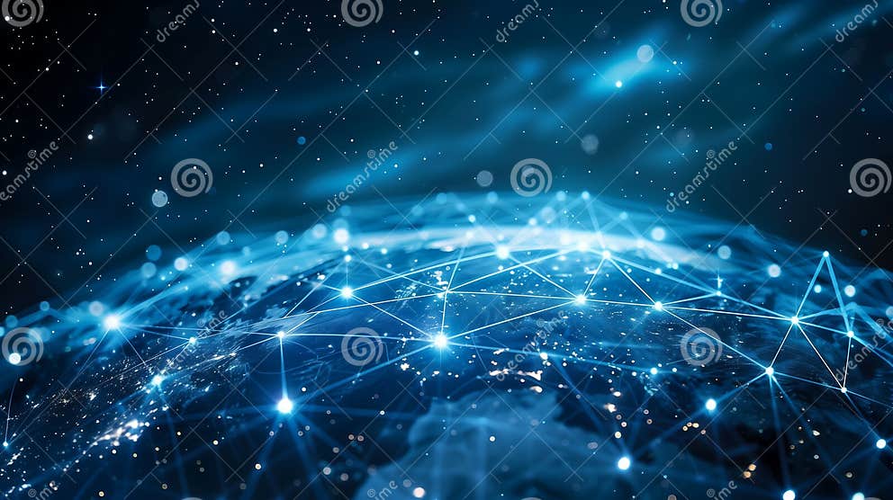 A Global Digital Network with Interconnected Data Points Glowing Across ...