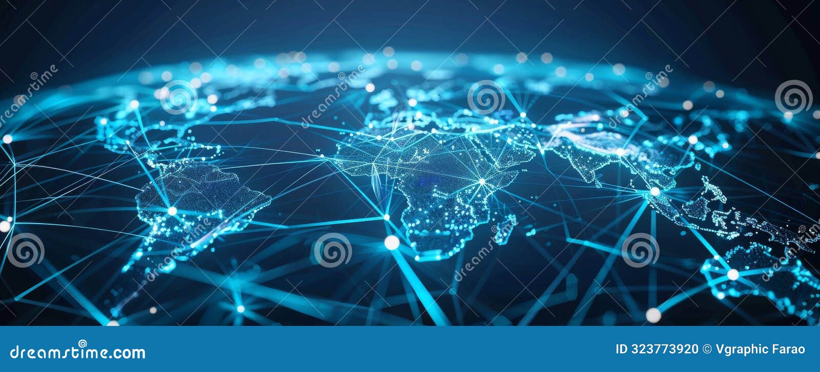 Global Digital Network Map with Connected Lines and Points, Abstract ...