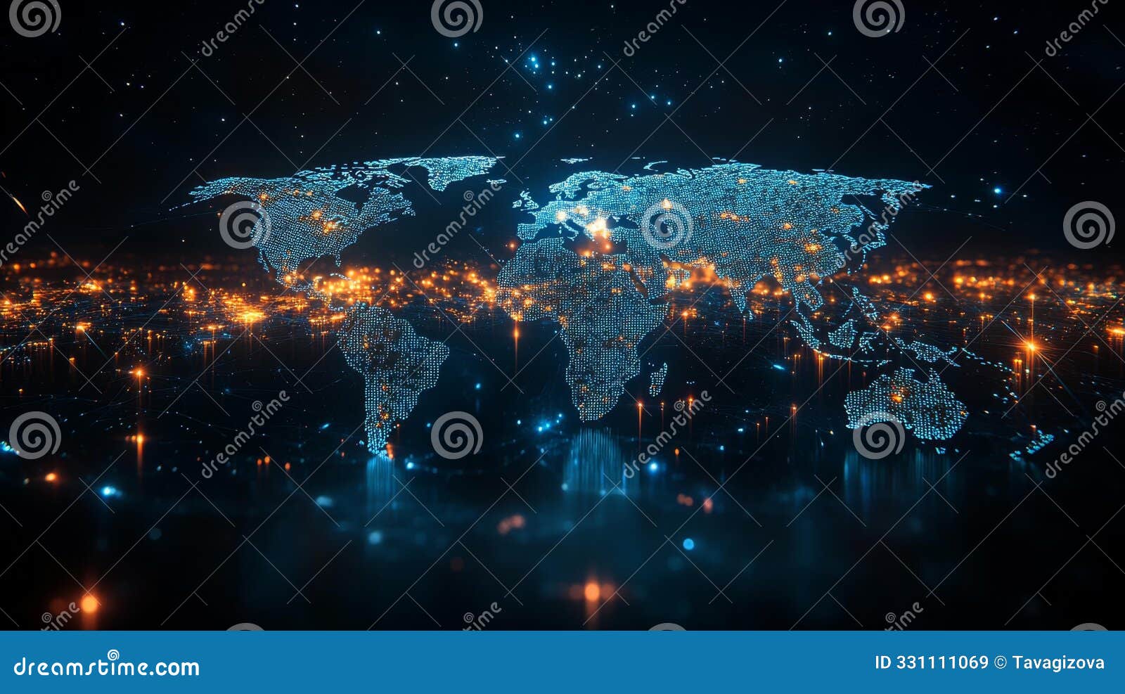 Global Digital Network Map with Glowing Data Points - Generative Ai ...