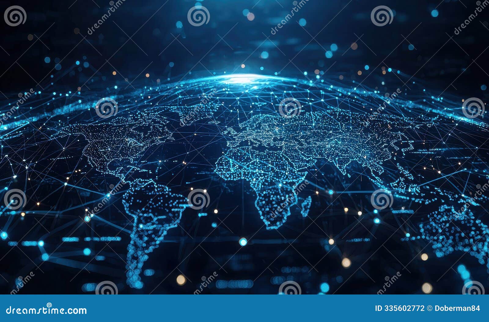 Global Digital Network Map with Interconnected Lines Representing ...