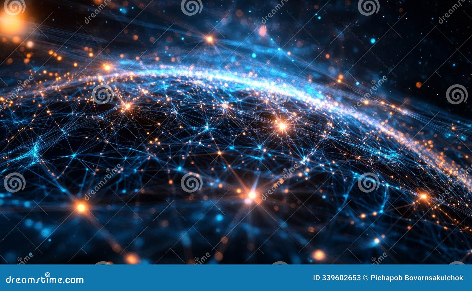 Global Digital Network Visualization in 3D Format Stock Image - Image ...