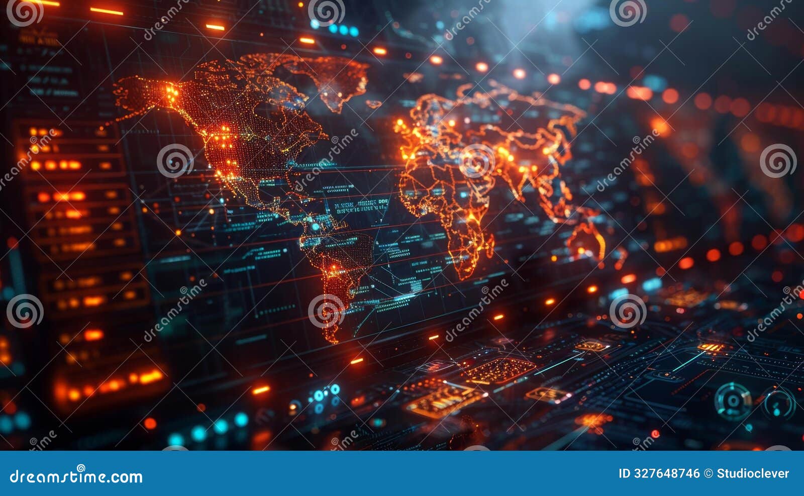 Global Digital Network Visualization - Generative Ai Stock Illustration ...