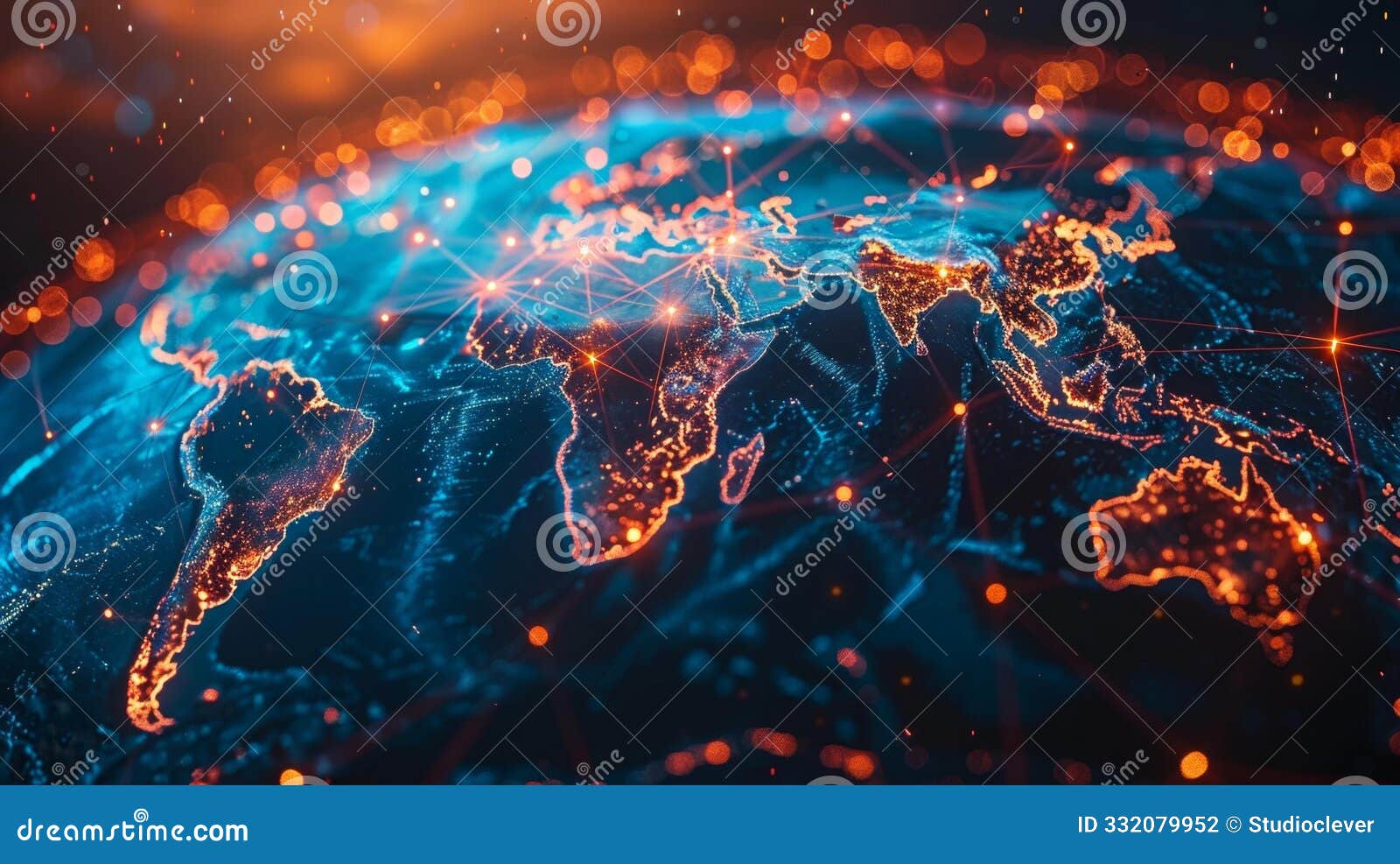 Global Digital Network Visualization - Generative Ai Stock Illustration ...