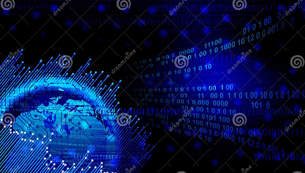 Global Digital Technology Concept. Digital Blue Data Orbits. World ...