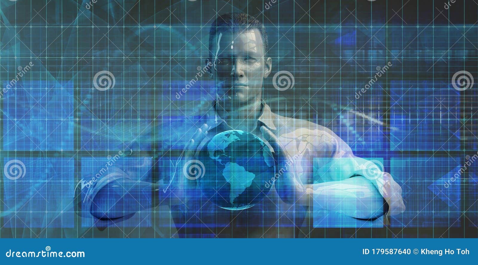 Global Digital Technology Concept Stock Illustration - Illustration of ...