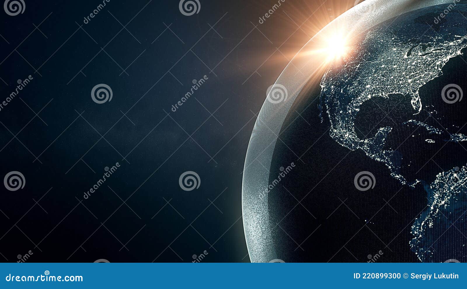Global Digital World, Abstract 3D Rendering of Globe of Earth in Space ...