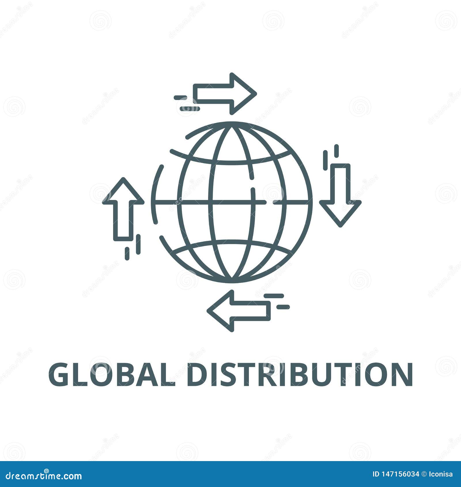 Global Distribution Vector Line Icon, Linear Concept, Outline Sign ...