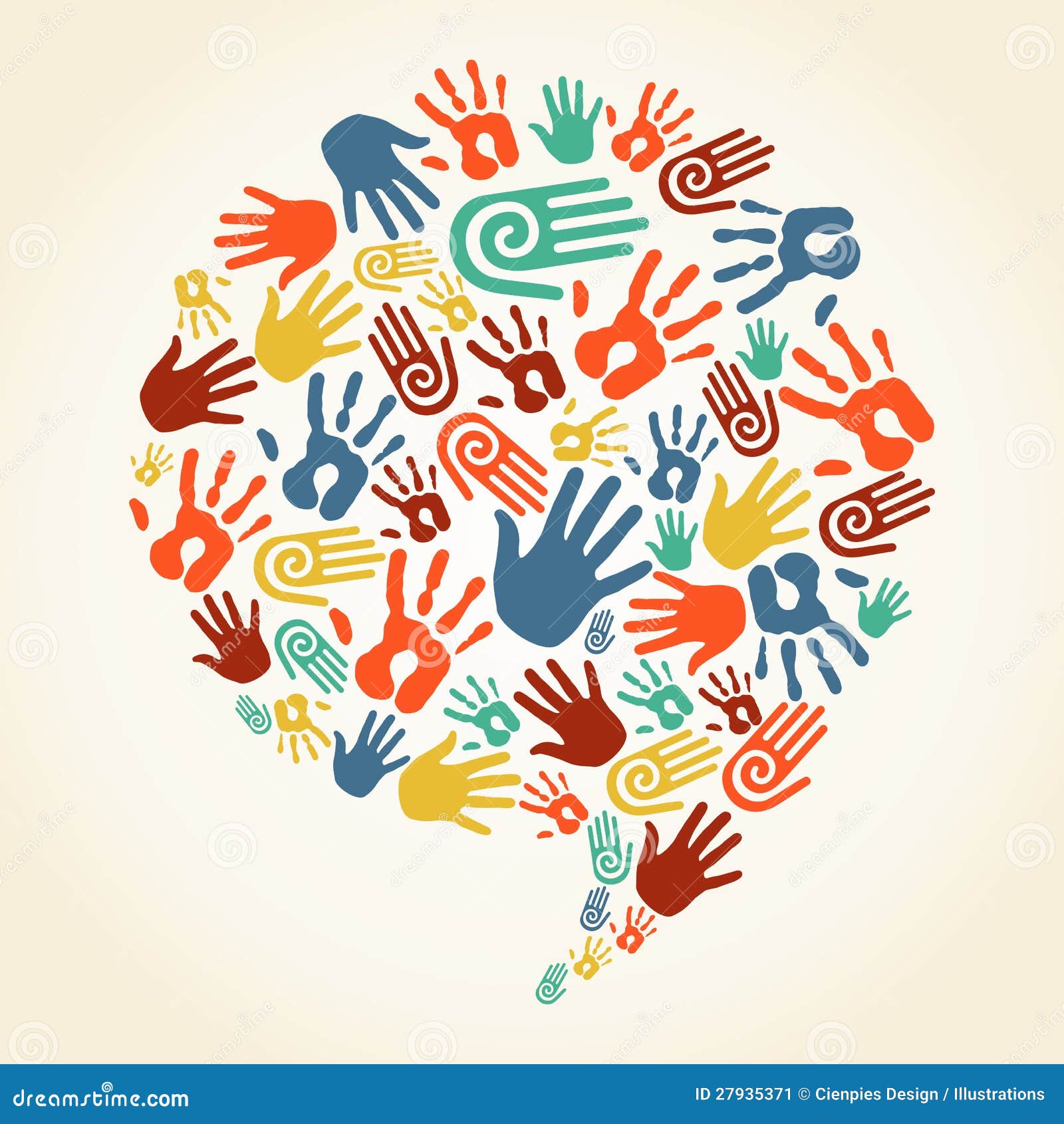 Global Diversity Hand Prints Speech Bubble Stock Vector - Illustration ...
