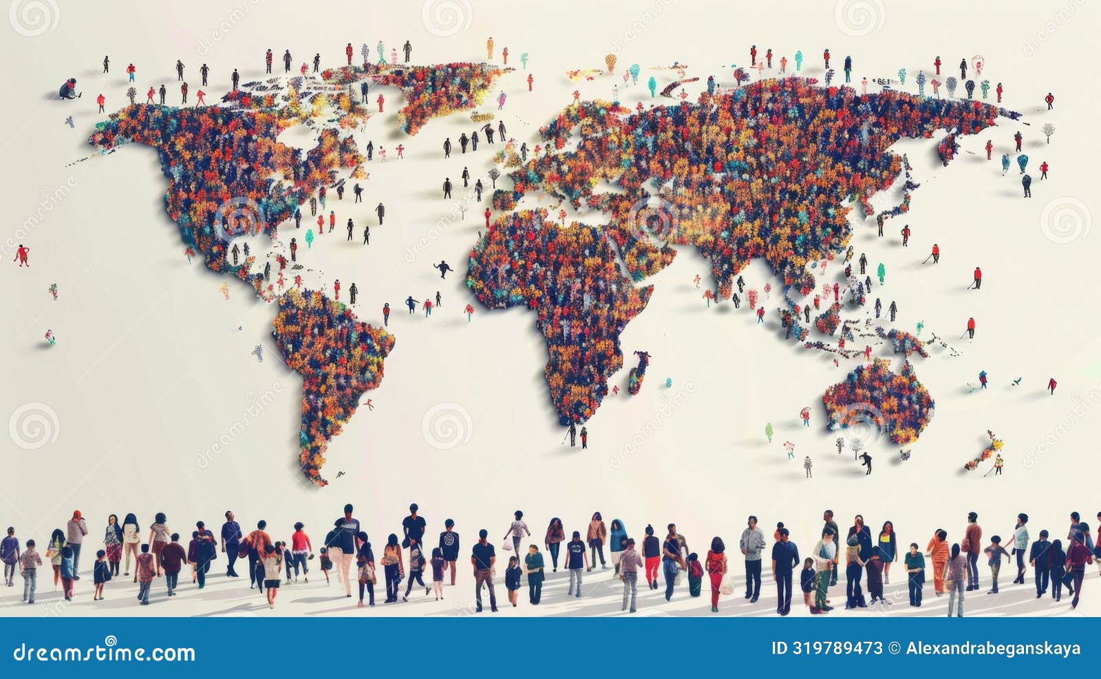 Global Diversity Map - People of Different Ethnicities Form World Map ...