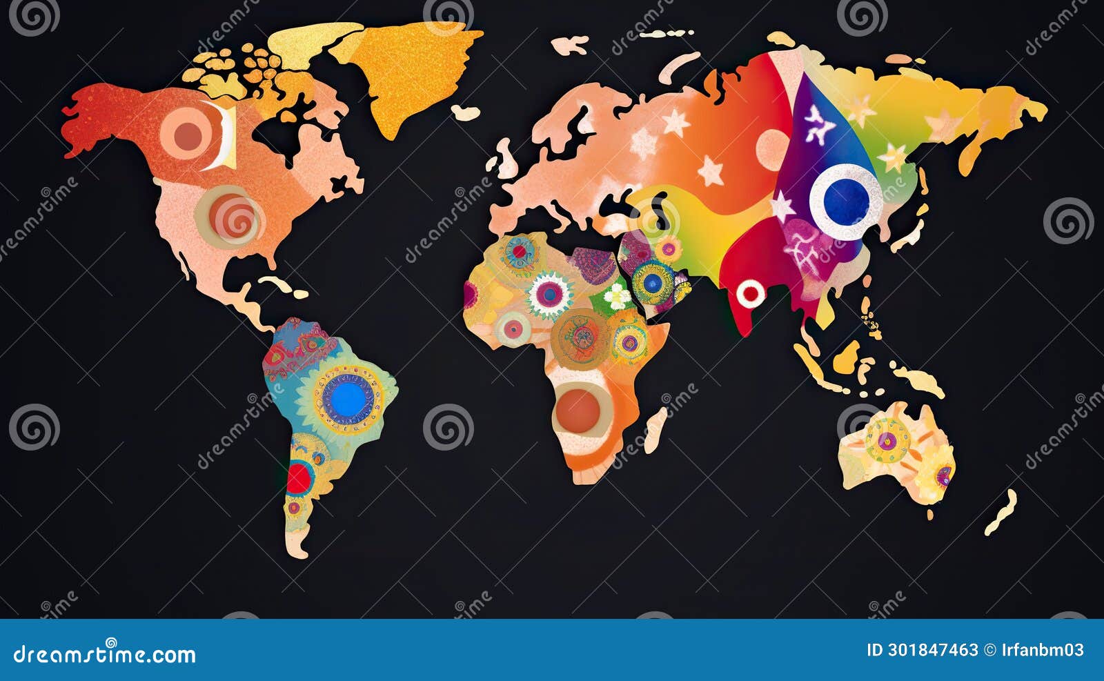Global Diversity Showcase with Cultural Symbols - World Map Visual ...