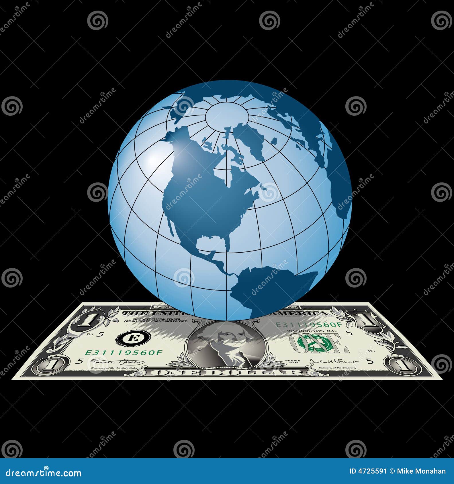 Global dollar stock vector. Illustration of money, isolated - 4725591