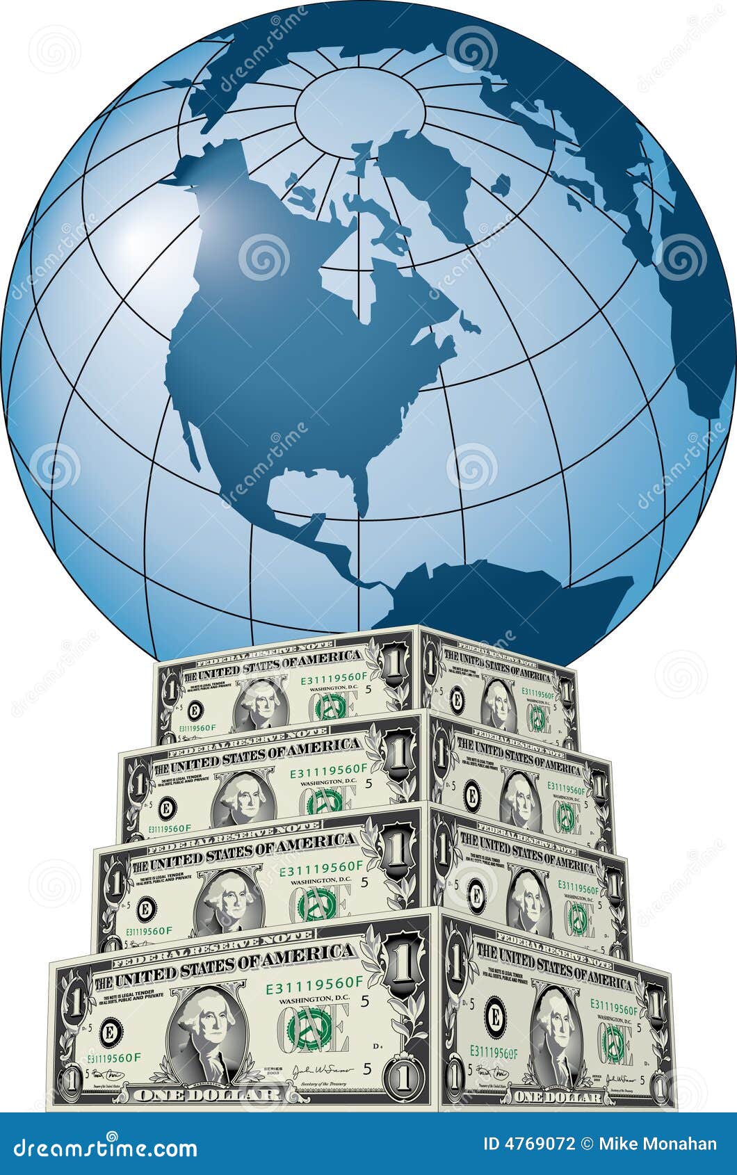 Global Dollar stock vector. Illustration of globe, finance - 4769072