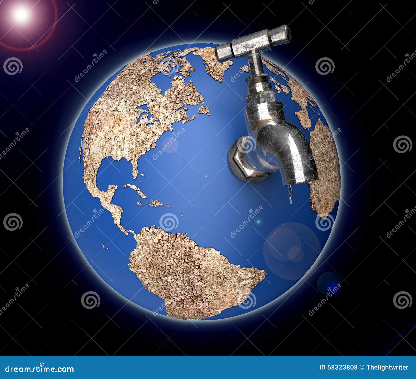 Global Drought Concept, Dry Planet Earth with a Water Tap. Stock ...