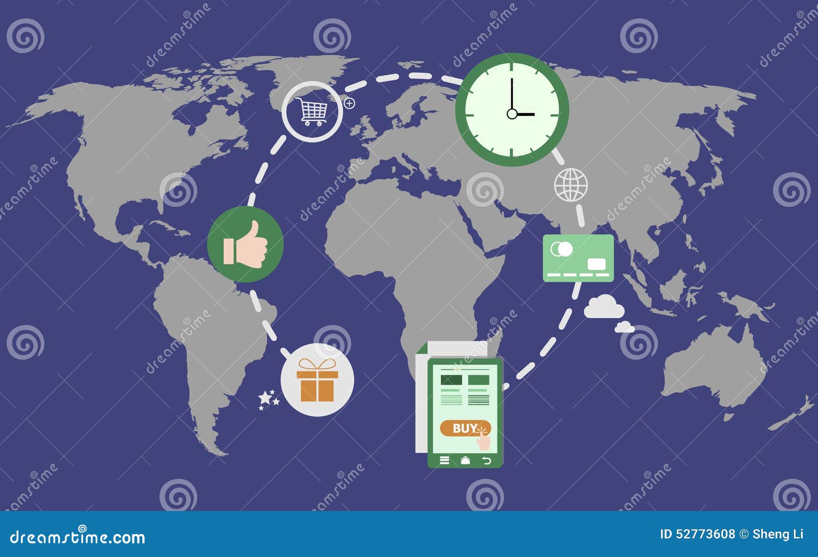 Global E-Commerce Concept Illustration Stock Vector - Illustration of night, europe: 52773608