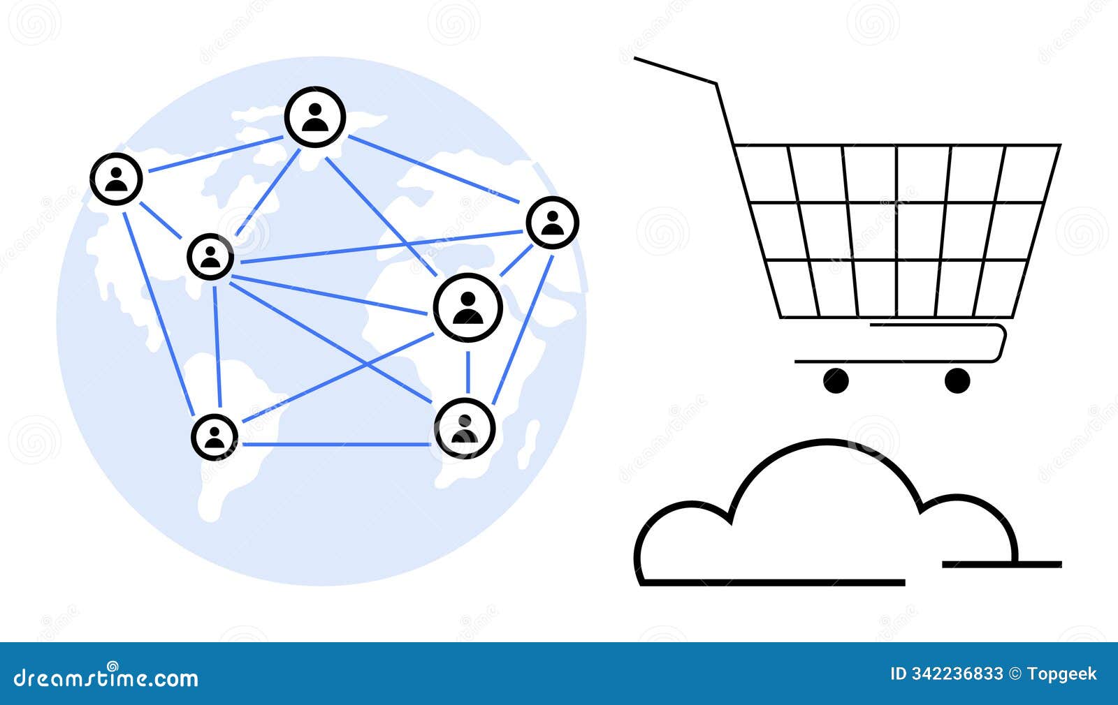 Global E-commerce Network and Cloud Integration Illustration Stock ...