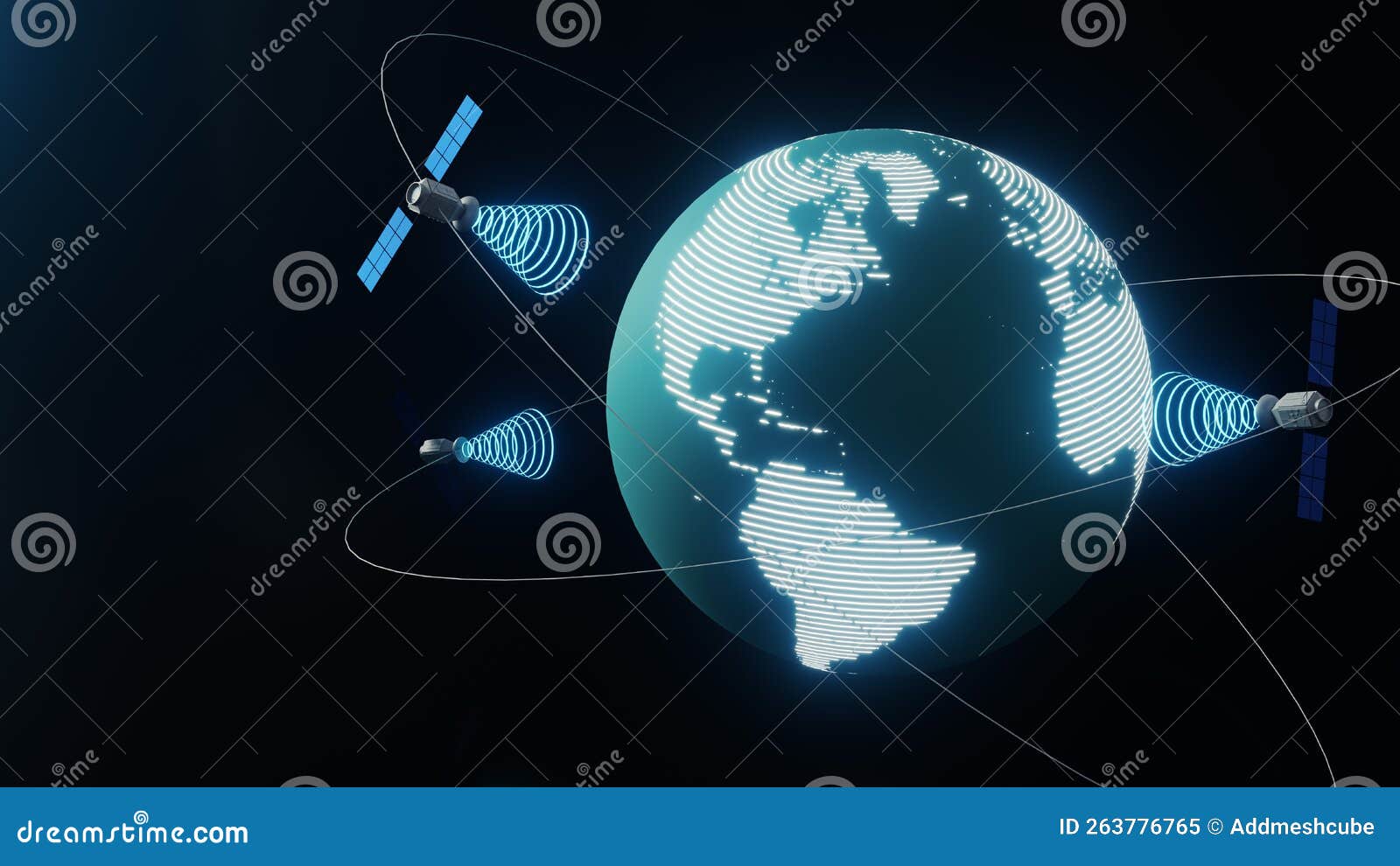 Global Earth with Artificial Satellite Concept, 3d Rendering Stock ...