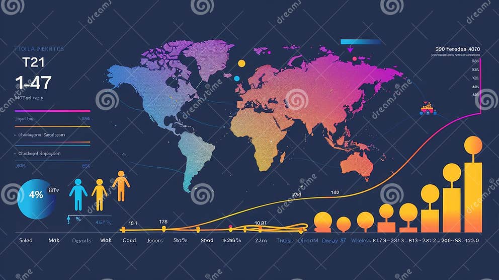 Global Economic Data Visualization on World Map with Graphs Stock ...