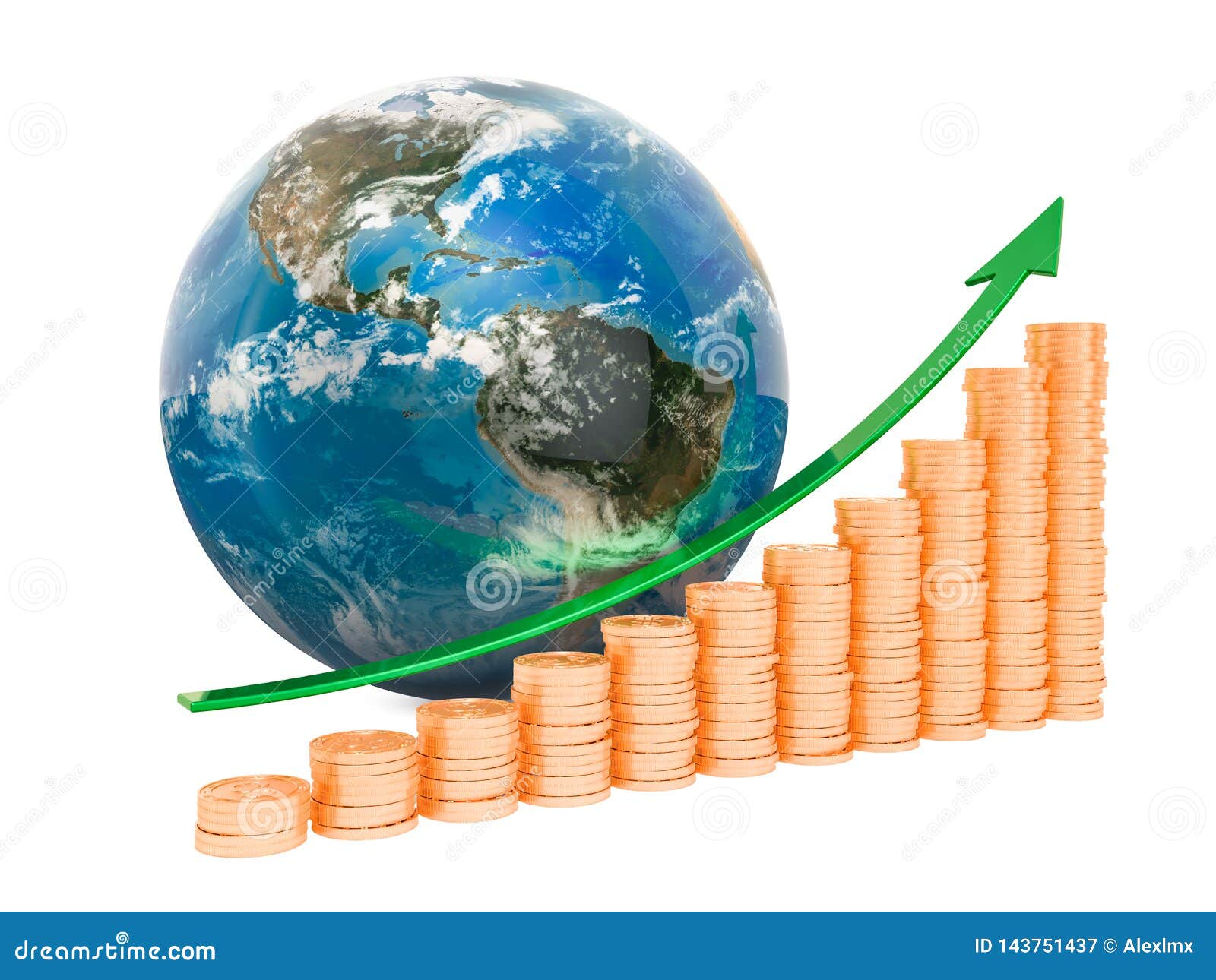 Global Economic Growth Concept, 3D Rendering Stock Illustration ...
