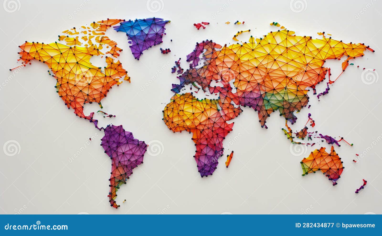 Global Economic Web: World Map Interconnected with Pins of Economic ...