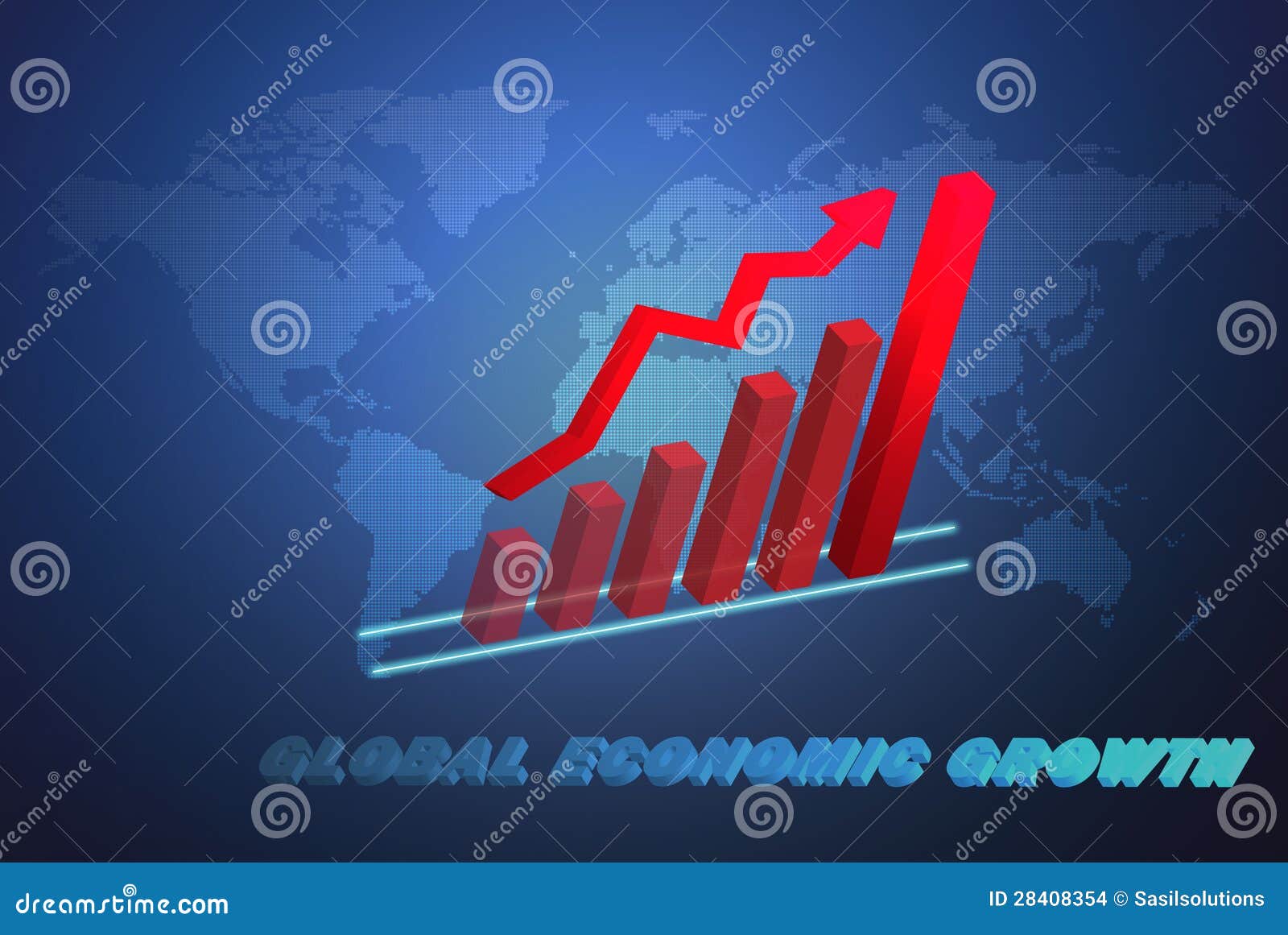 The Global Economy Business Concept with 3D Growth Chart Stock ...