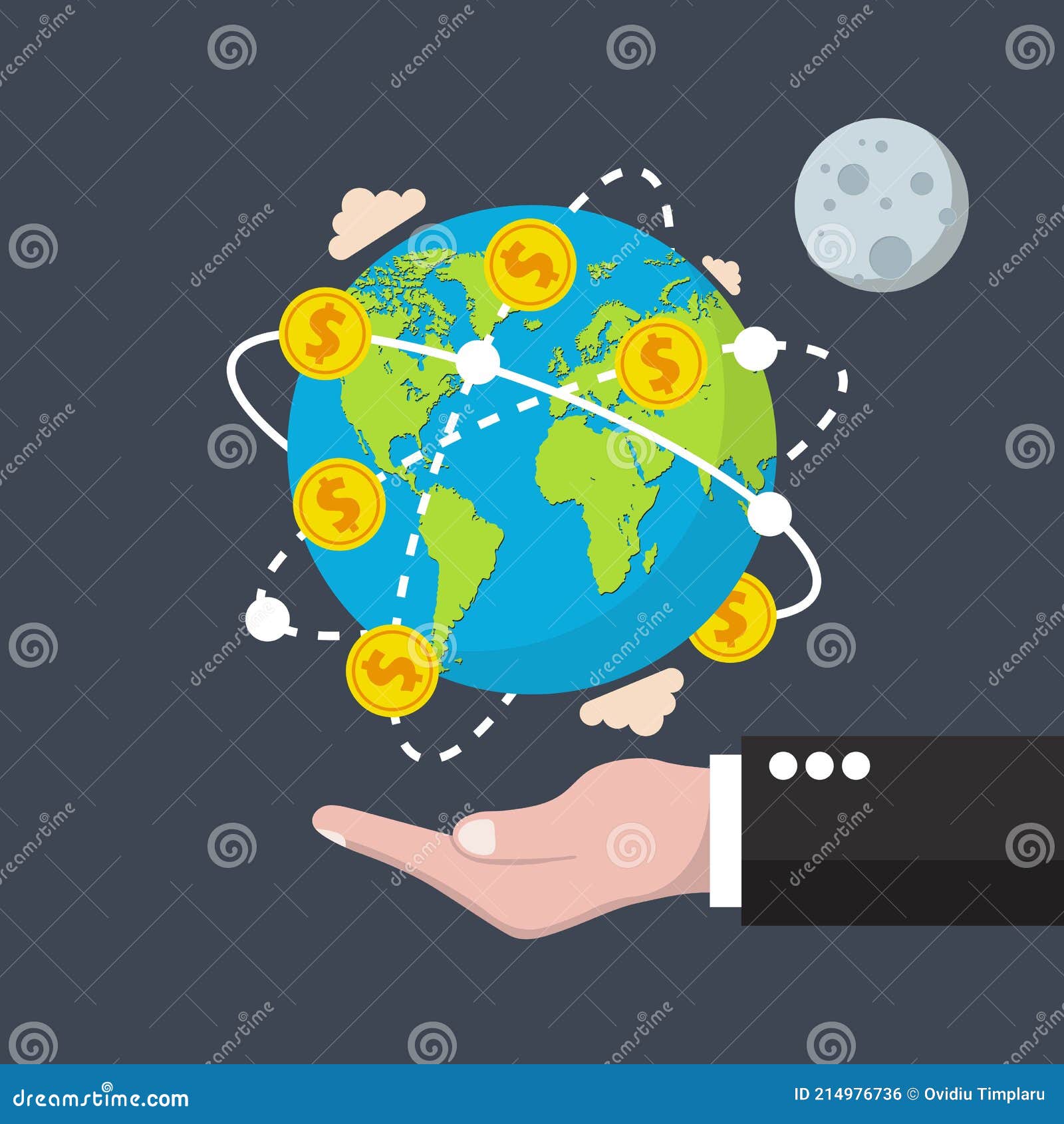 Global Economy Concept. Vector Illustration in Flat Design Stock Vector ...