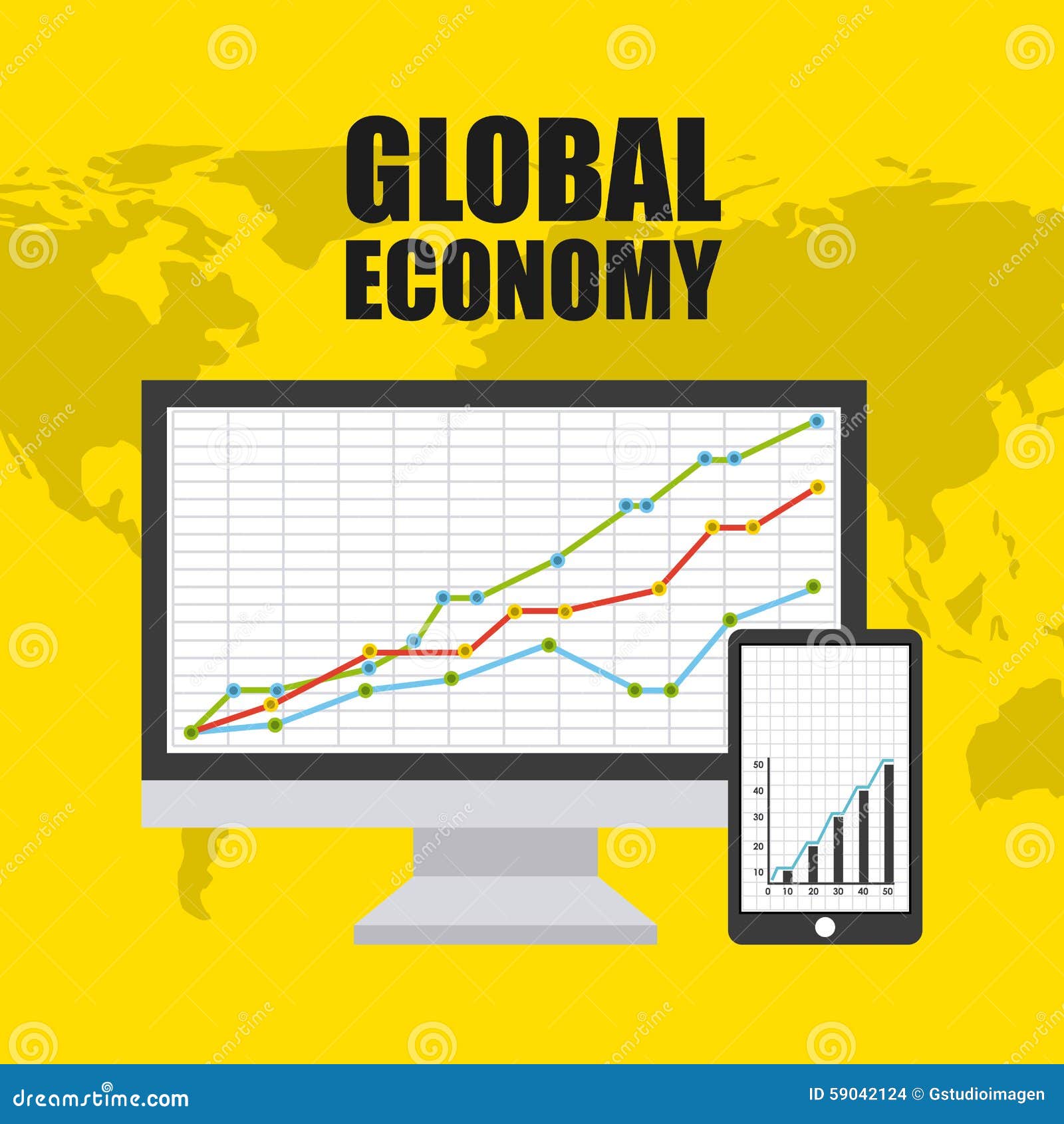 Global economy stock vector. Illustration of computer - 59042124