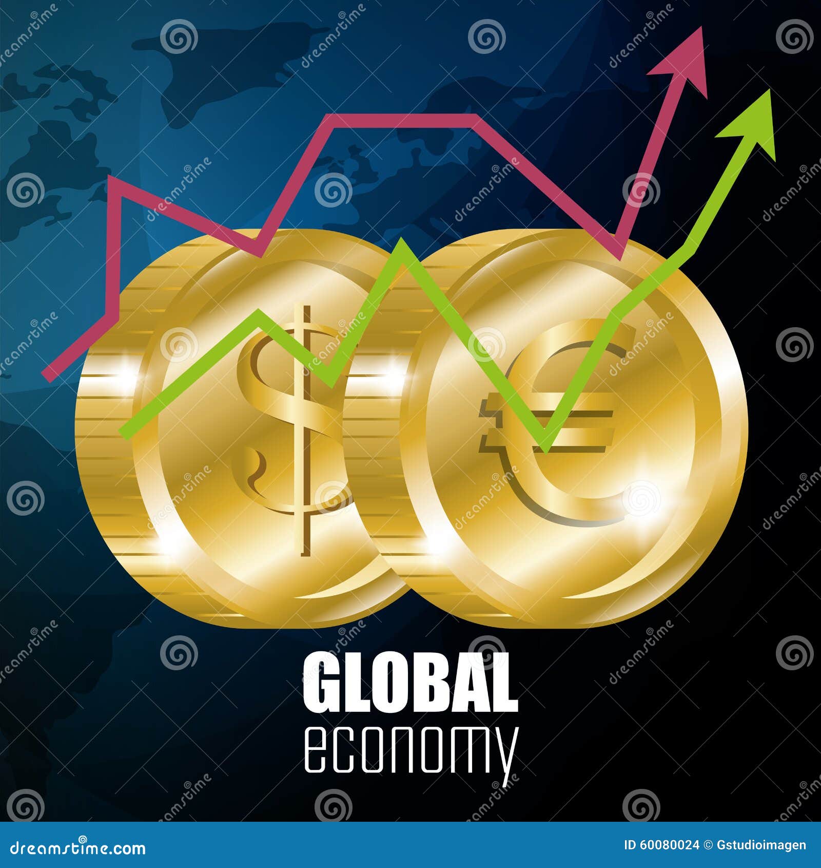 Global economy stock vector. Illustration of coins, business - 60080024