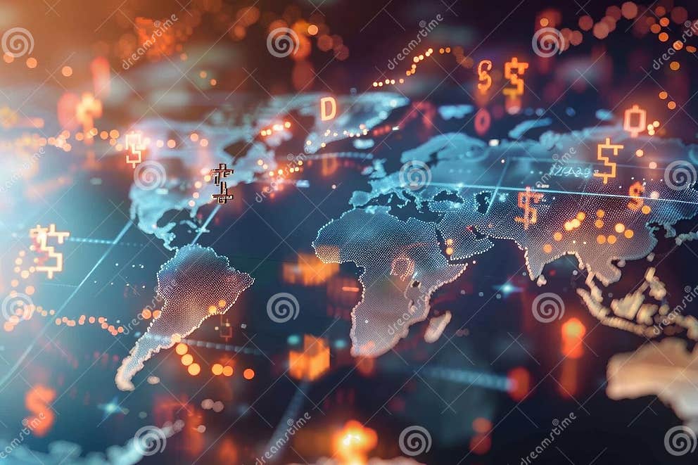 Global Economy, a Visual Representation of Interconnected Markets Stock ...