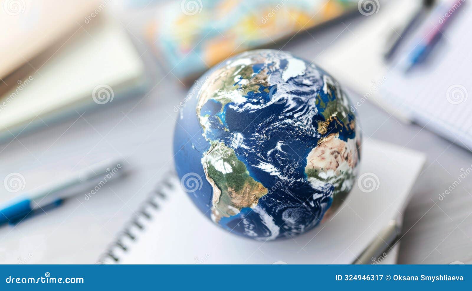 Global Education Concept with Earth Globe on Desk Stock Image - Image ...