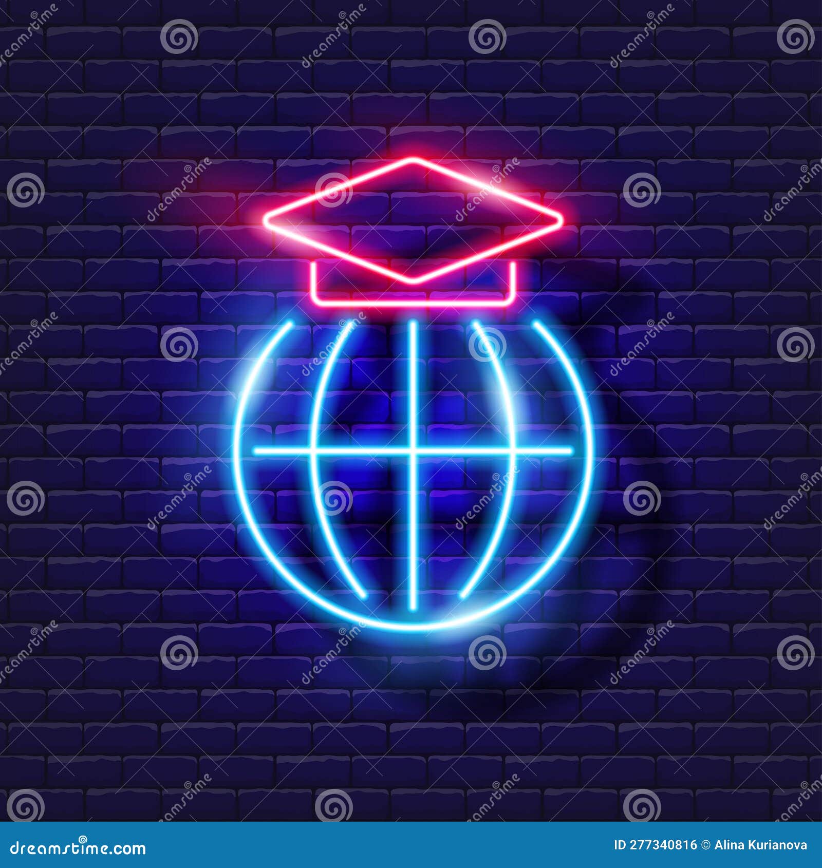 Global Education, E-learning, Online Education Icon. Neon Glowing ...