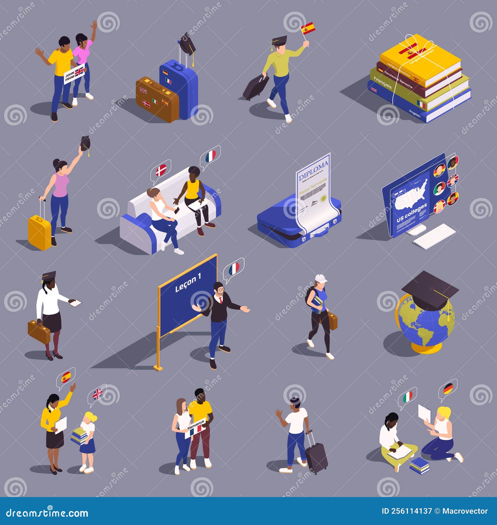 Global Education Icon Set stock vector. Illustration of tourism - 256114137